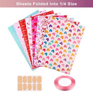 Benherofun Valentine's Day Wrapping Paper - Gift Wrapping Paper Set includes Ribbon, Valentine's Day Gift Tags and Coated Wrapping Paper, Valentine's Day Element - 20 x 28 Inches Per Sheet【8 Sheets】