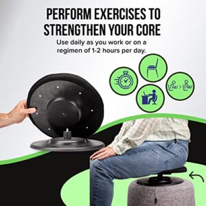 The Wobble Stool- Self Balancing Stool with 360 Degree Rotation, Promotes Healthy Posture to Relieve Back and Neck Pain, Lightweight Portable Seat Cushion with Swivel Base (Black)