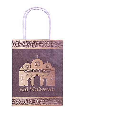 KEPATO 12 PCS Eid Mubarak Paper Gift Bags Ramadan Medium Treat Box for Eid party,Muslim Party,Eid Decoration, Eid Gift Wrapping