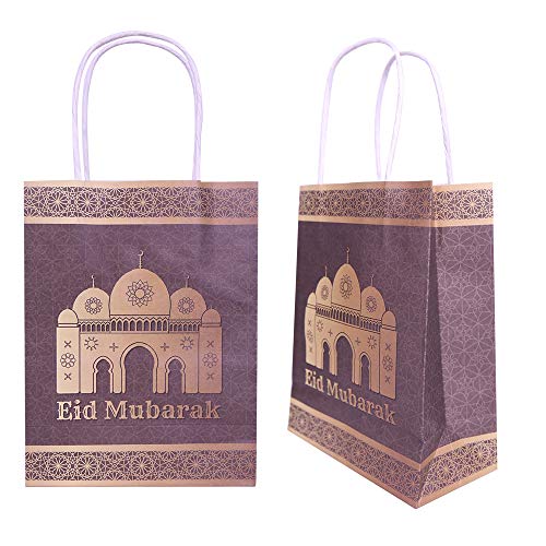 KEPATO 12 PCS Eid Mubarak Paper Gift Bags Ramadan Medium Treat Box for Eid party,Muslim Party,Eid Decoration, Eid Gift Wrapping