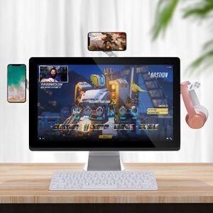 DK177 Magnetic Phone Holder, Laptop or Desktop Monitor Side Mount Phone Holder, Slim Portable Foldable Computer Expansion Bracket Compatible with Any Phone, Silver