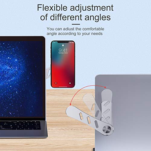 DK177 Magnetic Phone Holder, Laptop or Desktop Monitor Side Mount Phone Holder, Slim Portable Foldable Computer Expansion Bracket Compatible with Any Phone, Silver