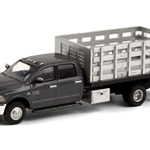 Greenlight 46060-E Dually Drivers Series 6-2018 Ram 3500 Dually Stake Truck - Granite Crystal Metallic Clearcoat 1:64 Scale