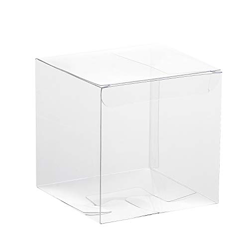 akiero Clear Apple Gift Box, 30 Pack Transparent Plastic Boxes for Favors, Gift Boxes for Wedding Party Baby Shower, 3.5 x 3.5 x 3.5 inch, Plastic Clear Treat Boxes for Wedding Favors Party