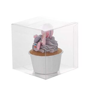 akiero Clear Apple Gift Box, 30 Pack Transparent Plastic Boxes for Favors, Gift Boxes for Wedding Party Baby Shower, 3.5 x 3.5 x 3.5 inch, Plastic Clear Treat Boxes for Wedding Favors Party