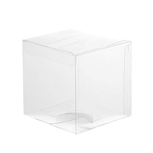 akiero Clear Apple Gift Box, 30 Pack Transparent Plastic Boxes for Favors, Gift Boxes for Wedding Party Baby Shower, 3.5 x 3.5 x 3.5 inch, Plastic Clear Treat Boxes for Wedding Favors Party