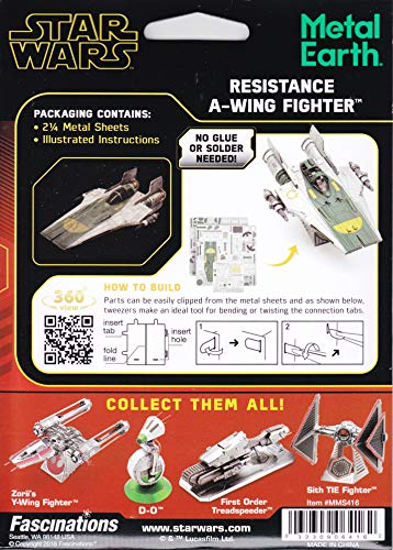 Fascinations Metal Earth Star Wars Rise of Skywalker Resistance A-Wing Fighter 3D Metal Model Kit