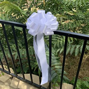 Large White Wedding Pull Bows with Long Tulle Tails - 9" Wide, Set of 6, Wedding Pew Bows, Mother's Day, Valentine's Day, Aisle Decor, Reception, Large Christmas Bow, Wreath, Anniversary