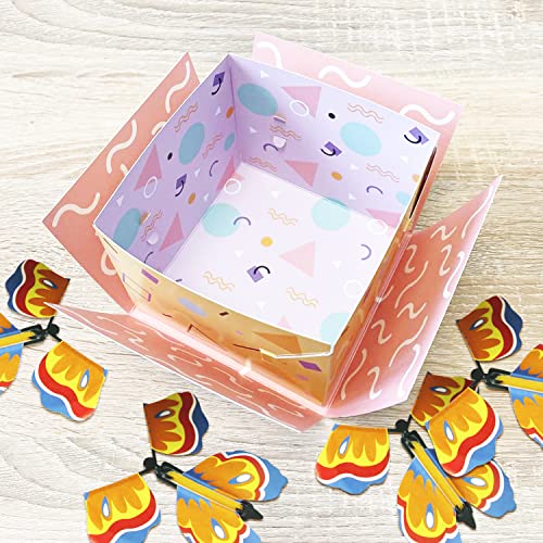 FETTIPOP DIY Butterfly Explosion Gift Box (white-yellow) 7.1x5.5x4.3 inches, Surprise Flying Butterfly Box for Birthday, Party, Father’s and Mother’s Day, Graduations, Anniversaries, Holidays, Any Occasion