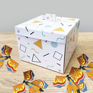 FETTIPOP DIY Butterfly Explosion Gift Box (white-yellow) 7.1x5.5x4.3 inches, Surprise Flying Butterfly Box for Birthday, Party, Father’s and Mother’s Day, Graduations, Anniversaries, Holidays, Any Occasion