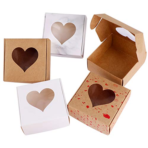 Konsait 20 Pack Heart Candy Boxes, Mini Kraft Paper Gifts Wrapping Box, Valentine's Day Wedding Bridal Shower Birthday Party Cookie Sweet Jewelry Small Presents Box