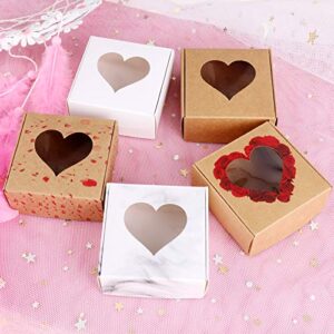 Konsait 20 Pack Heart Candy Boxes, Mini Kraft Paper Gifts Wrapping Box, Valentine's Day Wedding Bridal Shower Birthday Party Cookie Sweet Jewelry Small Presents Box