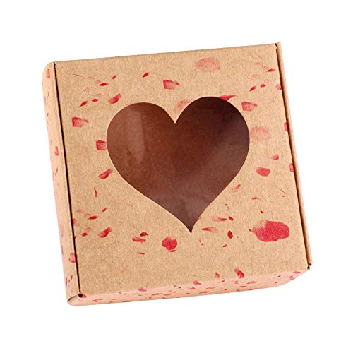 Konsait 20 Pack Heart Candy Boxes, Mini Kraft Paper Gifts Wrapping Box, Valentine's Day Wedding Bridal Shower Birthday Party Cookie Sweet Jewelry Small Presents Box