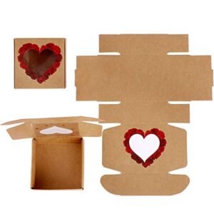 Konsait 20 Pack Heart Candy Boxes, Mini Kraft Paper Gifts Wrapping Box, Valentine's Day Wedding Bridal Shower Birthday Party Cookie Sweet Jewelry Small Presents Box