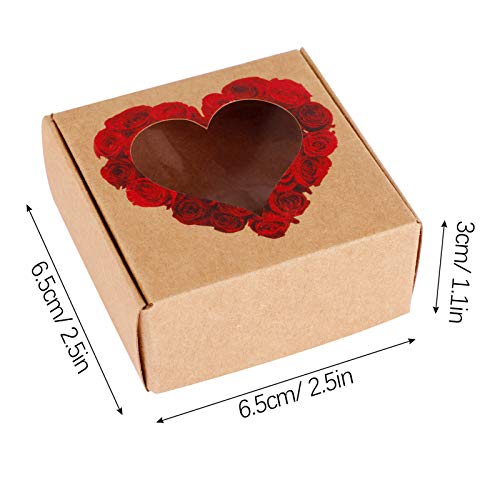 Konsait 20 Pack Heart Candy Boxes, Mini Kraft Paper Gifts Wrapping Box, Valentine's Day Wedding Bridal Shower Birthday Party Cookie Sweet Jewelry Small Presents Box