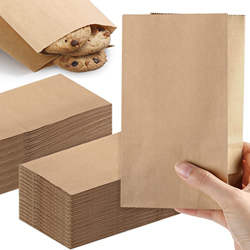 500 PCS Small Brown Paper Bags Bulk 3.5x2.2x6.7 Inches Kraft Popcorn Bags 1LB Mini Paper Bags Durable Snack Bag Party Favor Bags Candy Popcorn Treat Bag Bread Cookie Snack Thank You Gift Wrapping Bag