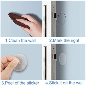 Door Stopper Wall Protector 8 PCS, Door Stop with Strong Back Adhesive, Quiet and Shock Absorbent Silicone Wall Protectors from Door Knobs, Prevent Damage to Wall, (White, Clear)