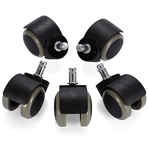 5 Packs PChero Office Chair Casters Wheels with Universal Standard Size 11mm Stem Diameter and 22mm Stem Length (0.43inch X 0.86inch), Support up to 550LBs Weight