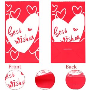 HOWAF 24 Pieces Valentine's Day Paper Bags, Valentine's Day Treat Bags with Heart Pattern for Wedding Supplies, 6 Pattern Gift Bags for Present Wrapped