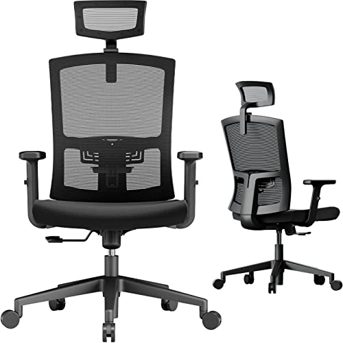 NOBLEWELL Office Chair Ergonomic Office Chair with Large Seat, Lumbar Support Computer Chair, Desk Chair with Adjustable Headrest, Armrest