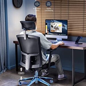 NOBLEWELL Office Chair Ergonomic Office Chair with Large Seat, Lumbar Support Computer Chair, Desk Chair with Adjustable Headrest, Armrest