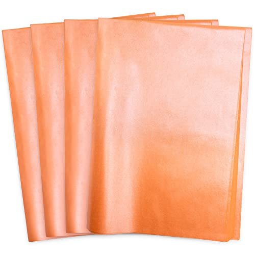 MR FIVE 100 Sheets Metallic Orange Tissue Paper Bulk,20" x 14",Metallic Orange Tissue Paper for Gift Bags,Orange Sparkle Gift Wrapping Tissue Paper for Halloween Autumn Thanksgiving Fall Harvest Party