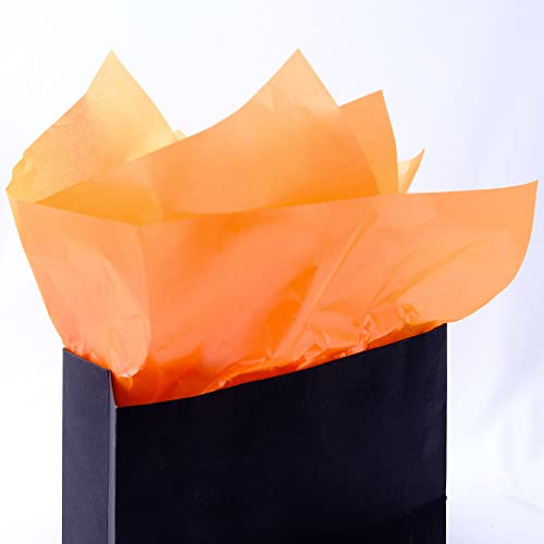 MR FIVE 100 Sheets Metallic Orange Tissue Paper Bulk,20" x 14",Metallic Orange Tissue Paper for Gift Bags,Orange Sparkle Gift Wrapping Tissue Paper for Halloween Autumn Thanksgiving Fall Harvest Party