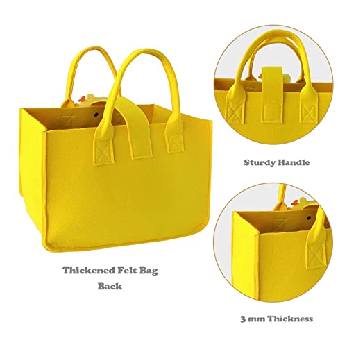 CXDBXD Gift Bags 11.8x7.8x7 Inch Reusable Lightweight Foldable Big Gift Bag Storage Creative Felt Gift bags for Kids Birthday Gift Woman Stylish Shopping Party Travel Bag (Yellow)