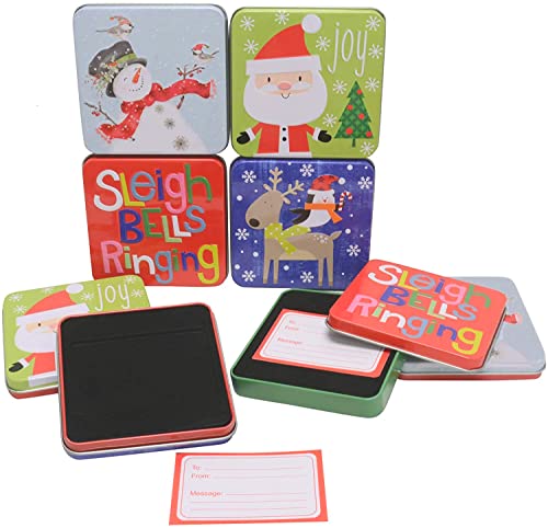 Fifth Ave Kraft Christmas Gift Card Tin Holders (Set of 4)