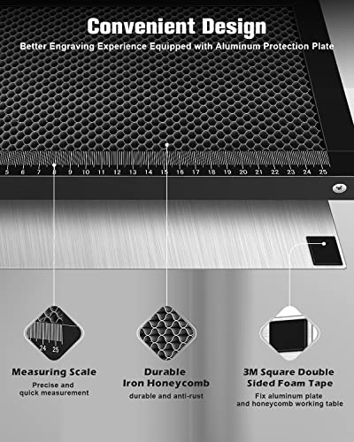 FAHKNS Honeycomb Working Table, 300 x 200 x 22mm Honeycomb Laser Bed for Most Laser Engravers, for Fast Heat Dissipation and Table-Protecting with Aluminum Plate