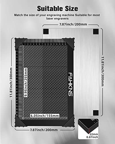 FAHKNS Honeycomb Working Table, 300 x 200 x 22mm Honeycomb Laser Bed for Most Laser Engravers, for Fast Heat Dissipation and Table-Protecting with Aluminum Plate