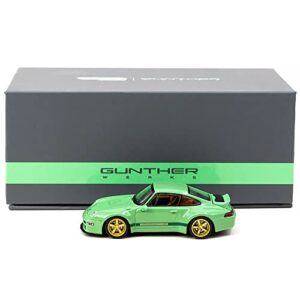 993 Light Green with Dark Green Stripes Gunther Werks Special Edition 1/64 Diecast Model Car by Tarmac Works T64-TL054-GR