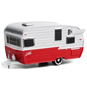 Toy Cars 1962 Shasta Airflyte Travel Trailer Polished Aluminum and Red with White Stripes Hitched Homes Series 12 1/64 Diecast Model by Greenlight 34120 F