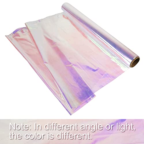 34 x 590 Inch Iridescent Cellophane Wrap Paper Roll, Food Grade Transparent Cellophane Roll Plastic Wrap for Flower, Gifts, Baskets, Arts & Crafts, Treats Wrapping