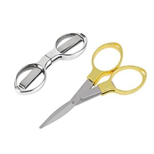 XINYIDAO 2 Pcs Small folding scissors small portable travel sewing scissors stainless steel telescopic scissors Fish line scissors Alloy scissors