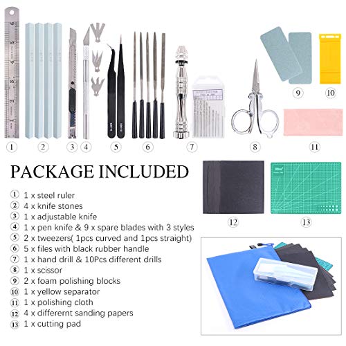 Keadic 43Pcs Gundam Modeler Basic Tools Craft Set for Professional Gundam Model Assemble Building