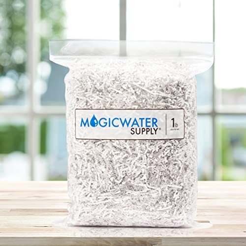 MagicWater Supply Crinkle Cut Paper Shred Filler (1 LB) for Gift Wrapping & Basket Filling - White & Silver