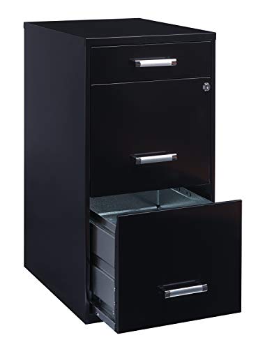 Office Dimensions 18in. Deep 3 Metal Organizer Pencil Drawer SOHO Vertical File Cabinet, Black