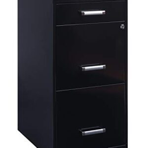 Office Dimensions 18in. Deep 3 Metal Organizer Pencil Drawer SOHO Vertical File Cabinet, Black