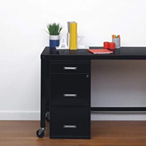 Office Dimensions 18in. Deep 3 Metal Organizer Pencil Drawer SOHO Vertical File Cabinet, Black