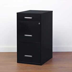 Office Dimensions 18in. Deep 3 Metal Organizer Pencil Drawer SOHO Vertical File Cabinet, Black