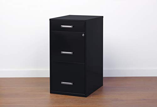 Office Dimensions 18in. Deep 3 Metal Organizer Pencil Drawer SOHO Vertical File Cabinet, Black