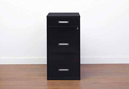 Office Dimensions 18in. Deep 3 Metal Organizer Pencil Drawer SOHO Vertical File Cabinet, Black