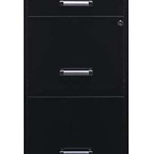 Office Dimensions 18in. Deep 3 Metal Organizer Pencil Drawer SOHO Vertical File Cabinet, Black