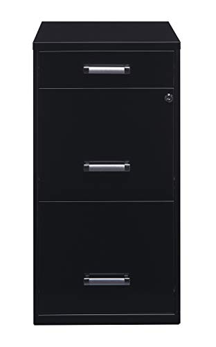 Office Dimensions 18in. Deep 3 Metal Organizer Pencil Drawer SOHO Vertical File Cabinet, Black