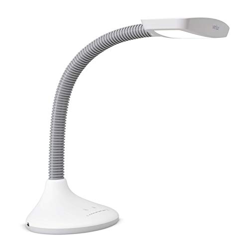 Verilux® SmartLight Full Spectrum LED Desk Lamp with Adjustable Brightness, Flexible Gooseneck and Integrated USB Charging Port - Reduces Eye Strain and Fatigue - Ideal for Readers, Artists, Crafters