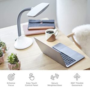 Verilux® SmartLight Full Spectrum LED Desk Lamp with Adjustable Brightness, Flexible Gooseneck and Integrated USB Charging Port - Reduces Eye Strain and Fatigue - Ideal for Readers, Artists, Crafters