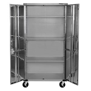 Seville Classics UltraHD Solid Steel Rolling Lockable Metal Storage Cabinet Locker Organizer w/Adjustable Shelves for Garage, Warehouse, Office, Classroom, 36" W x 18" D x 72" H, Granite Gray