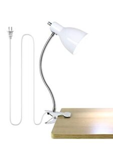 desk lamp eye-caring table lamps, 360°rotation gooseneck clip on lamp, clip on reading light, portable reading book light, clamp light, study desk lamps for bedroom and office home lighting (white)