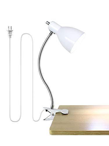 Desk lamp Eye-Caring Table Lamps, 360°Rotation Gooseneck Clip on Lamp, Clip On Reading Light, Portable Reading Book Light, Clamp Light, Study Desk Lamps for Bedroom and Office Home Lighting (White)